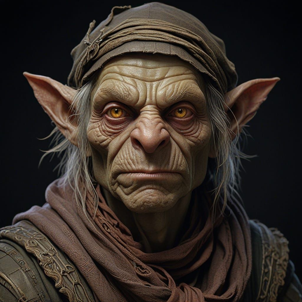 Grizzled Goblin Warlock - Goblin Warlock in Earthy Armor and...