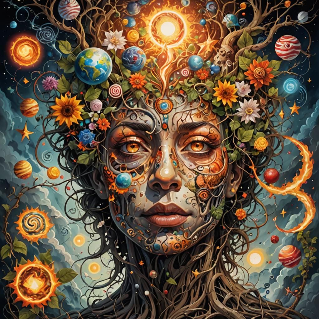 Imagine an abstract portrait of expressive face woman - AI Generated ...