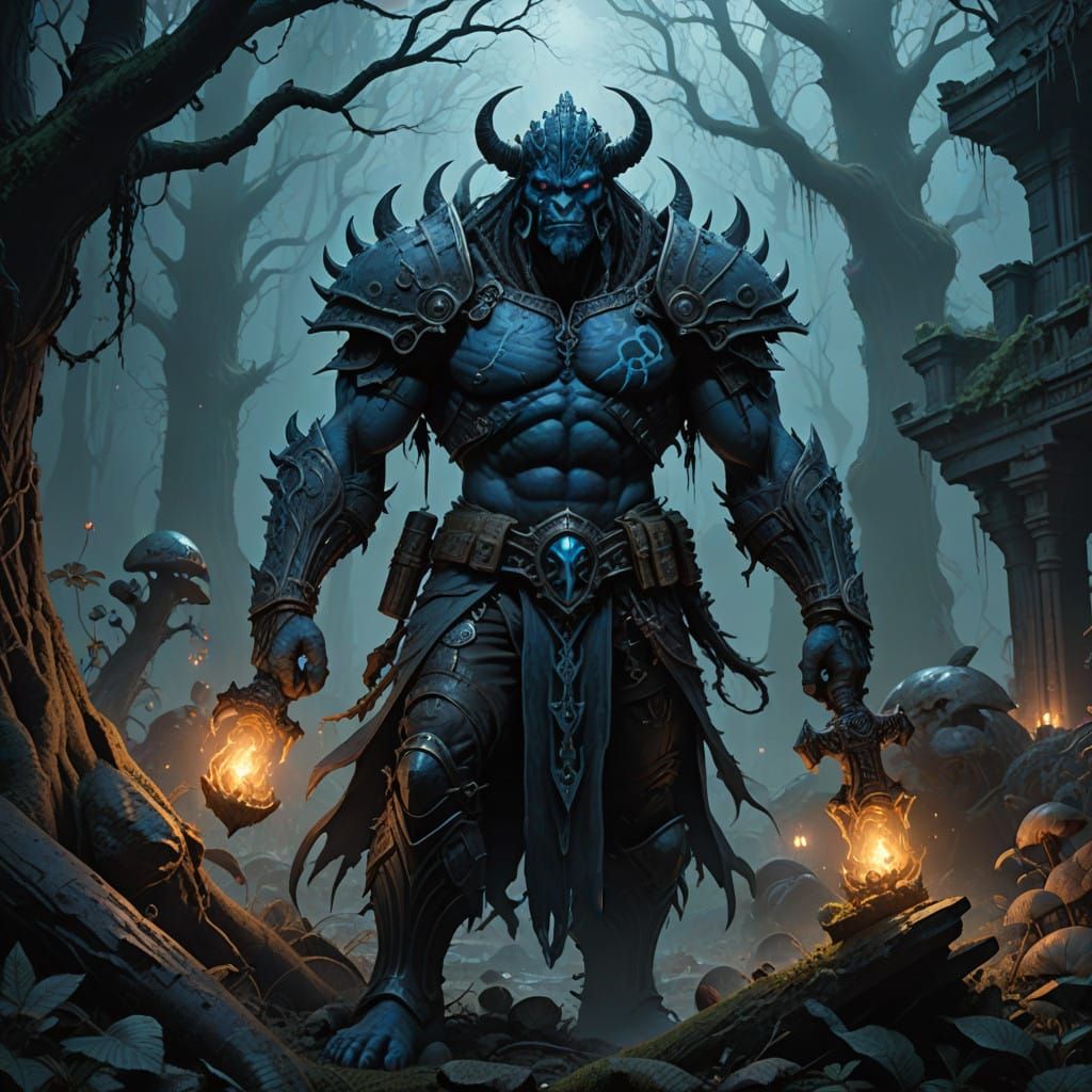 In a hauntingly beautiful, dark fantasy world, Diablo Smurf, a muscular ...