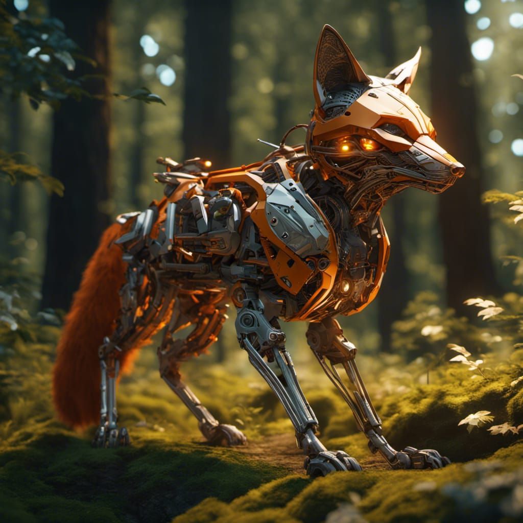 Bio mechanical android fox - AI Generated Artwork - NightCafe Creator
