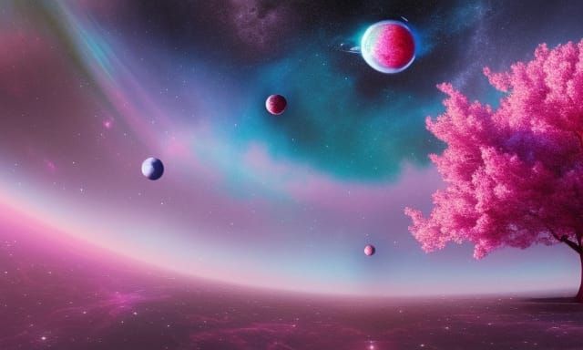 Cosmic cherry tree - AI Generated Artwork - NightCafe Creator
