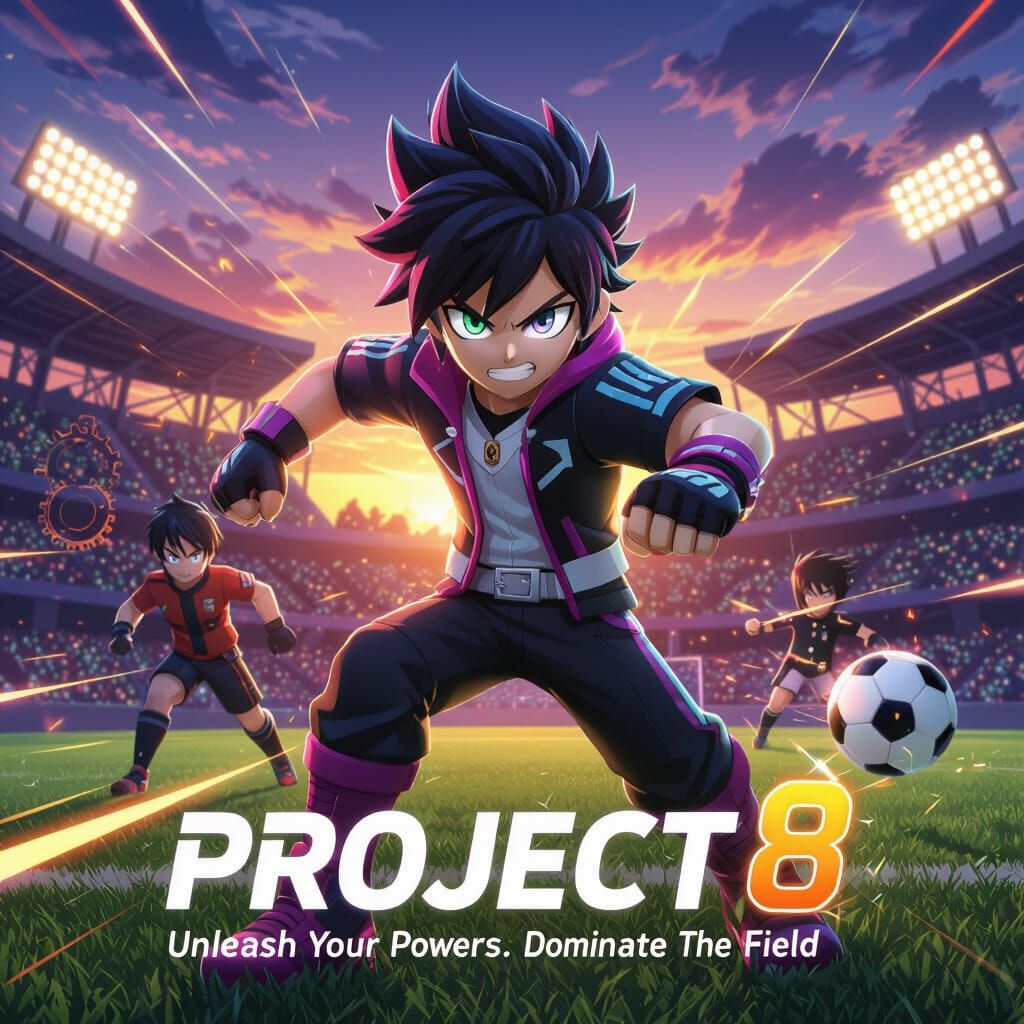 Anime Roblox Soccer Stadium at Sunset - AI Art