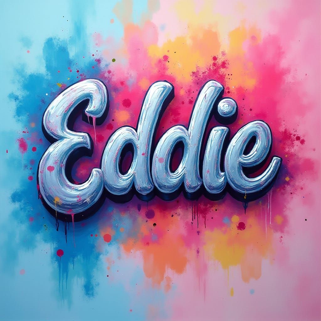 Eddie in a Tie-Dye Cityscape - AI Art