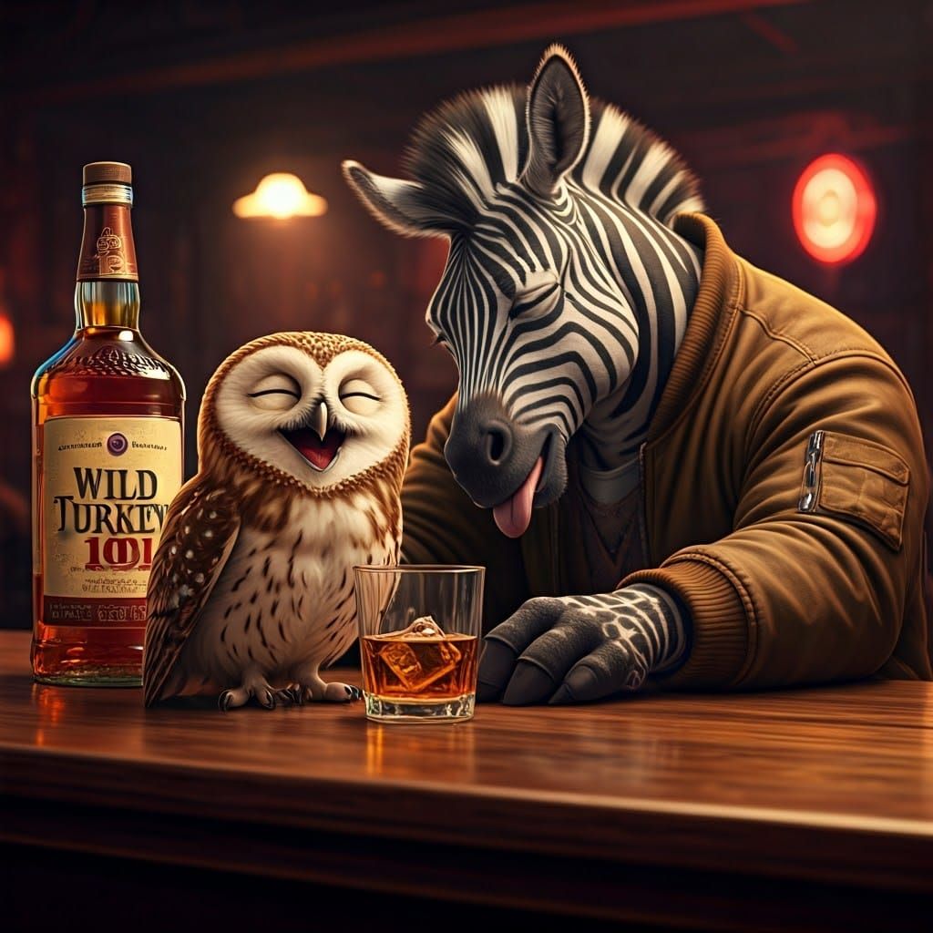 Too Cute - Whiskey-Fueled Owl in a Gritty Dive Bar Scene