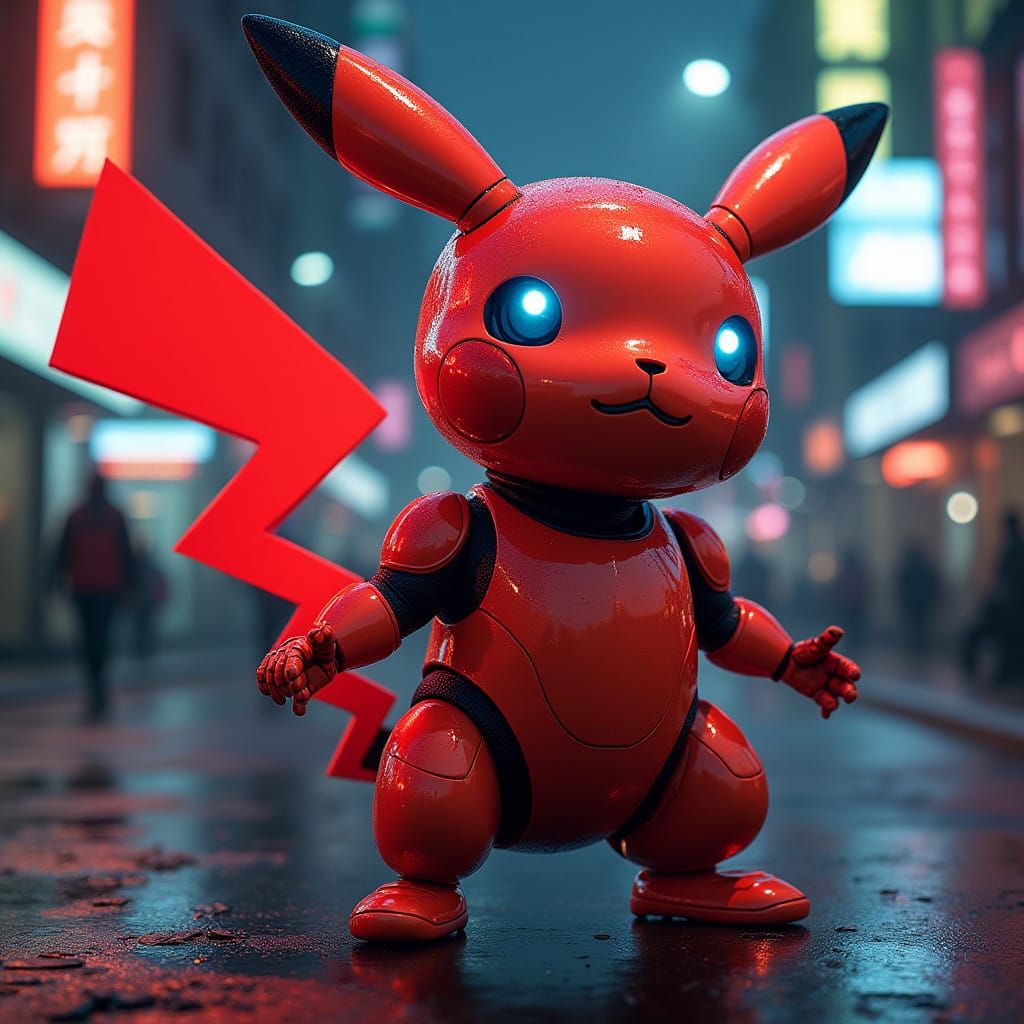 pikachu robot rojo - Futuristic Red Metallic Pikachu Robot ...