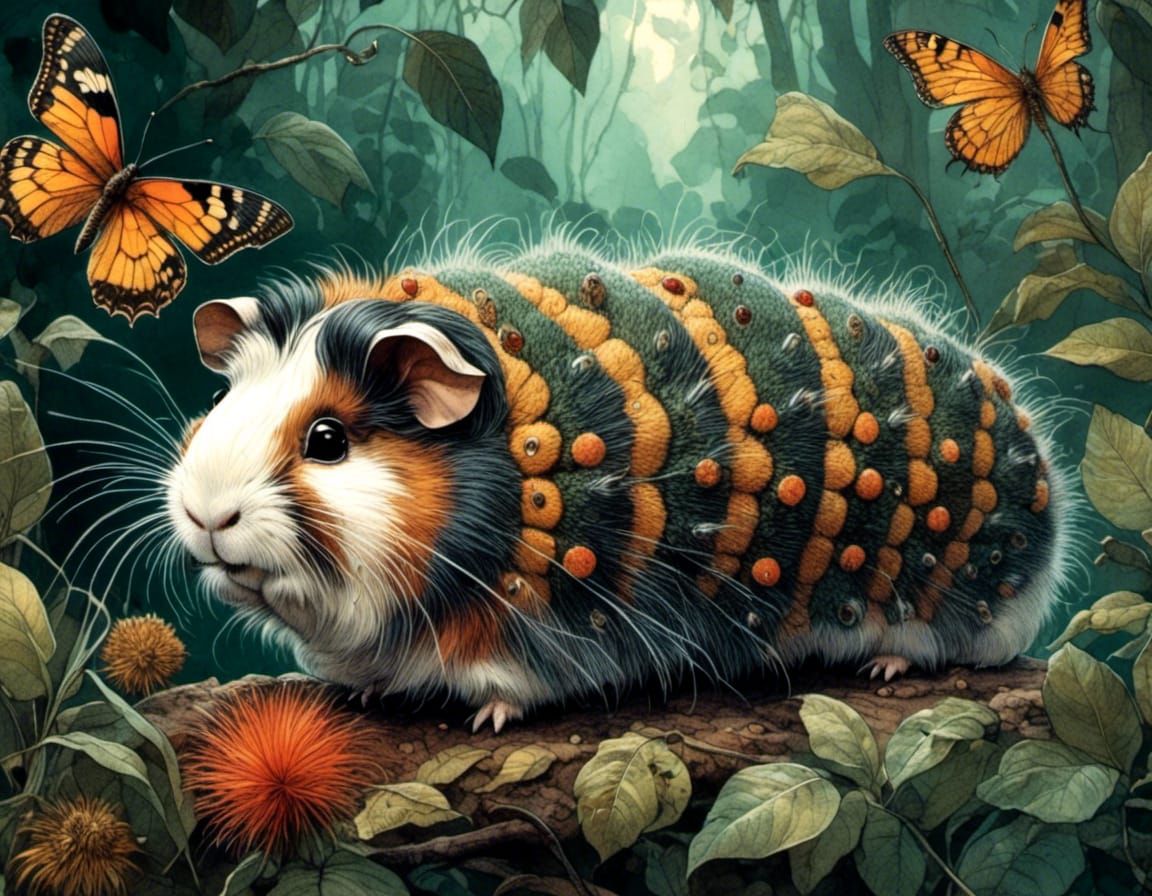 guinea pig caterpillar hybrid in the jungle - AI Generated Artwork ...