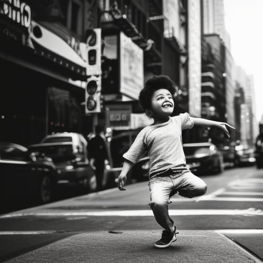 funny little man dancing on the sidewalk in new york city] - AI ...