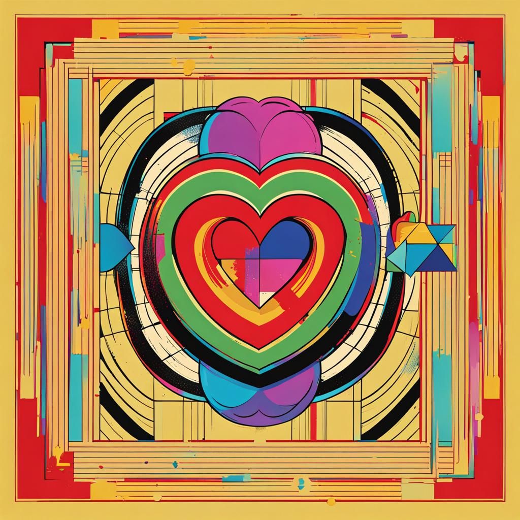 Hearts within hearts infinity Screen print, pop art, splash screen art ...