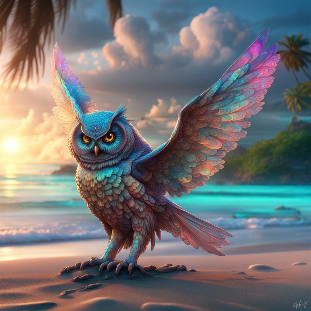 A Hoot at the Beach - AI Generated Artwork - NightCafe Creator