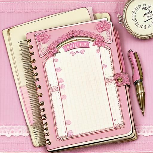 lacy vintage pink junk journal - AI Generated Artwork - NightCafe Creator