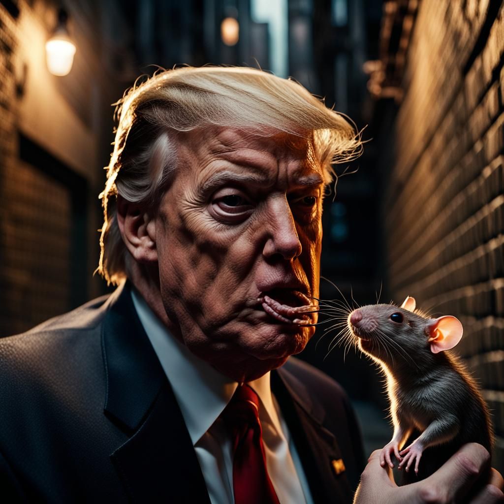 Donald Trump Eating A Rat - Donald Trump in a Dark, Atmosphe...