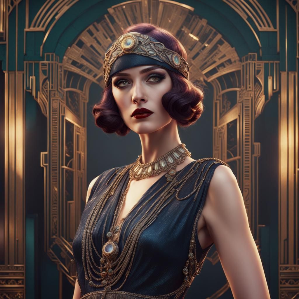 Art deco flapper girl - AI Generated Artwork - NightCafe Creator