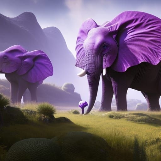 alien purple mushroom elephant, concept art, high fantasy, artstation ...