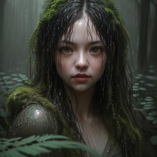 Fae woman in forest rain - AI Generated Artwork - NightCafe Creator