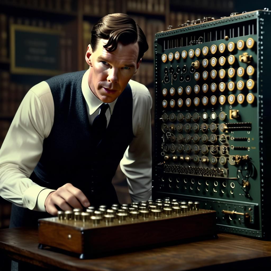 The imitation game, Benedict Cumberbatch as Alan Turing works on Enigma ...