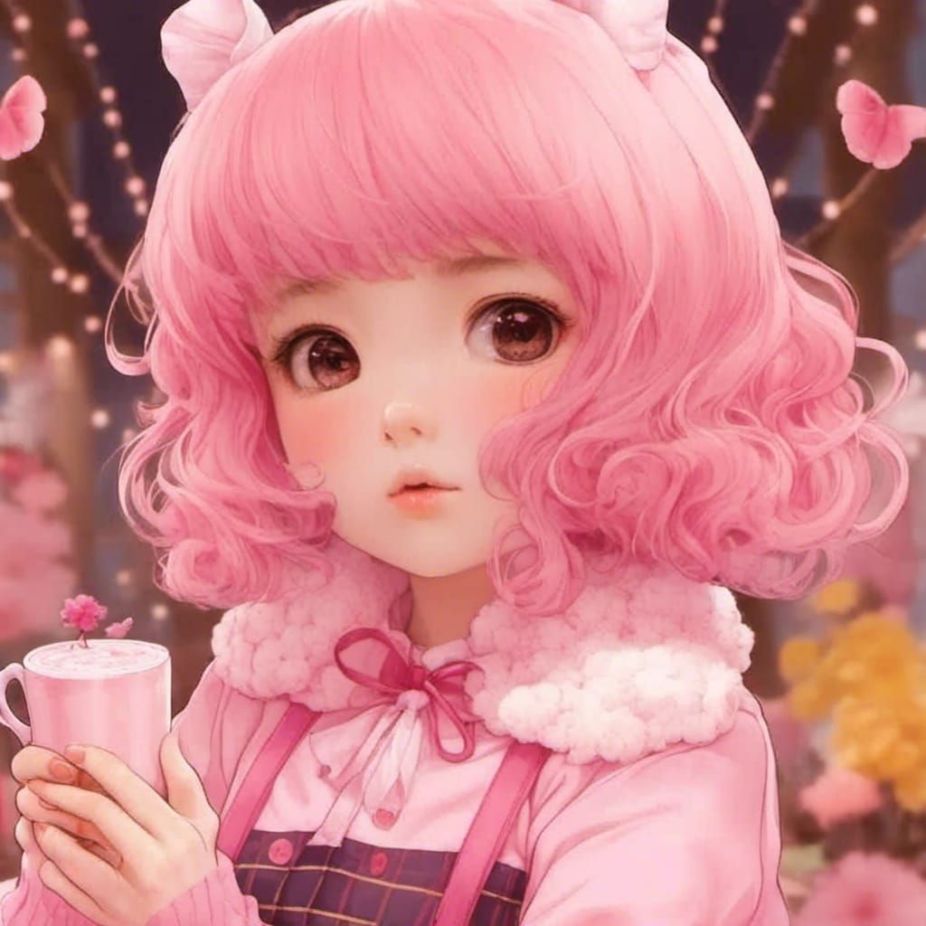 Kawaii, girl driving a miniature pink car - AI Generated Artwork ...