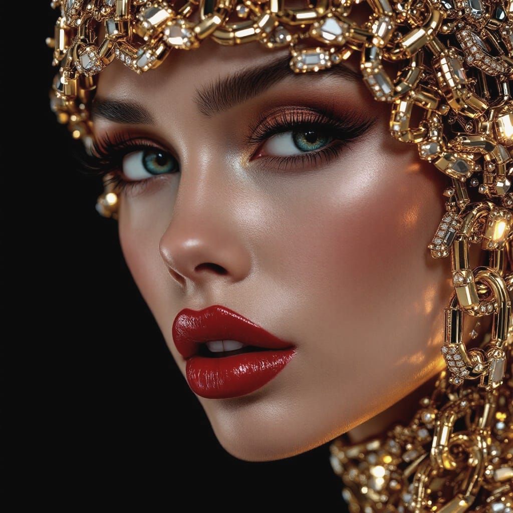 Glamorous Chains and Diamonds Portrait in Photorea... - AI Art