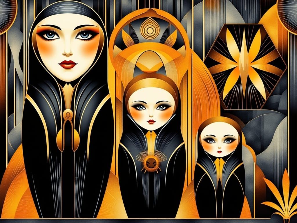 Art deco Russian nesting dolls - Art deco Russian nesting do...