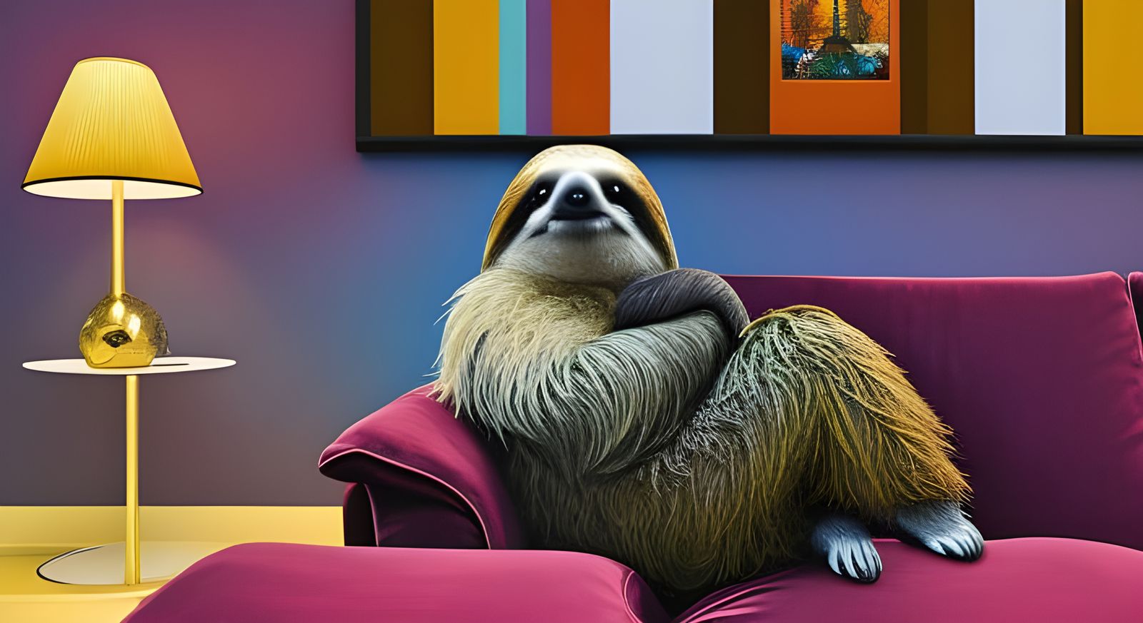 A Sloth Chillin On His Couch - AI Generated Artwork - NightCafe Creator