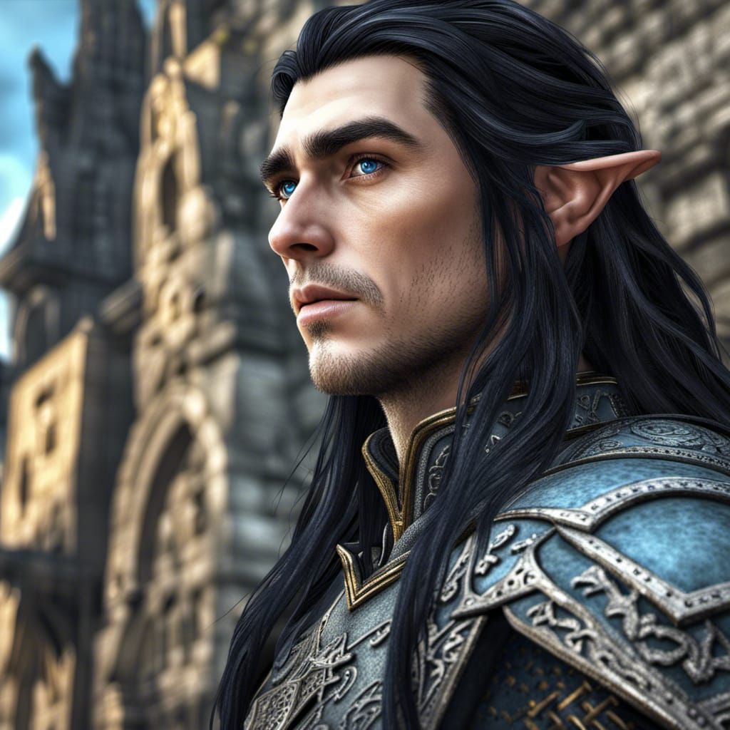 alluring male demon with thirteen chitinous horns growing straight up ...