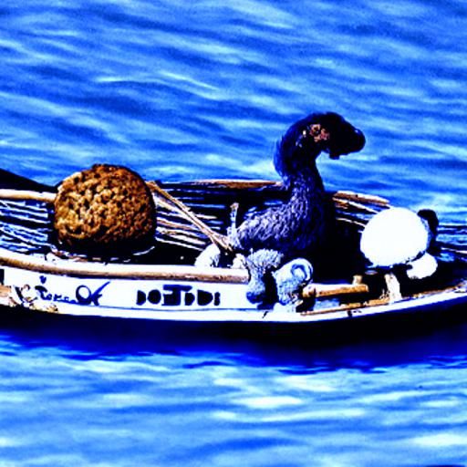 Dodo fishing on a boat - AI Generated Artwork - NightCafe Creator