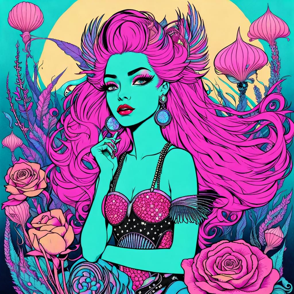 Pink punk mermaid - AI Generated Artwork - NightCafe Creator