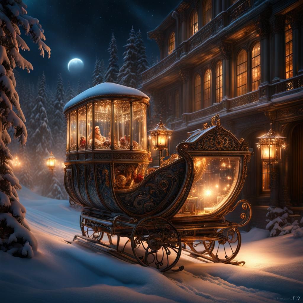 SANTA SLEIGH UNIQUE STYLE - AI Generated Artwork - NightCafe Creator