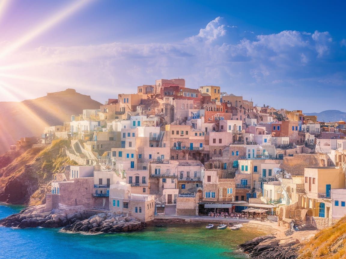 A carming town on an greek island made entirely o... - AI Art