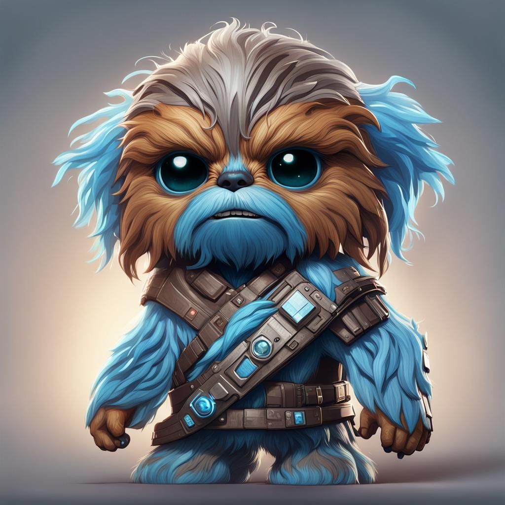 Portrait of adorable chibi blue Chewbacca - AI Generated Artwork ...
