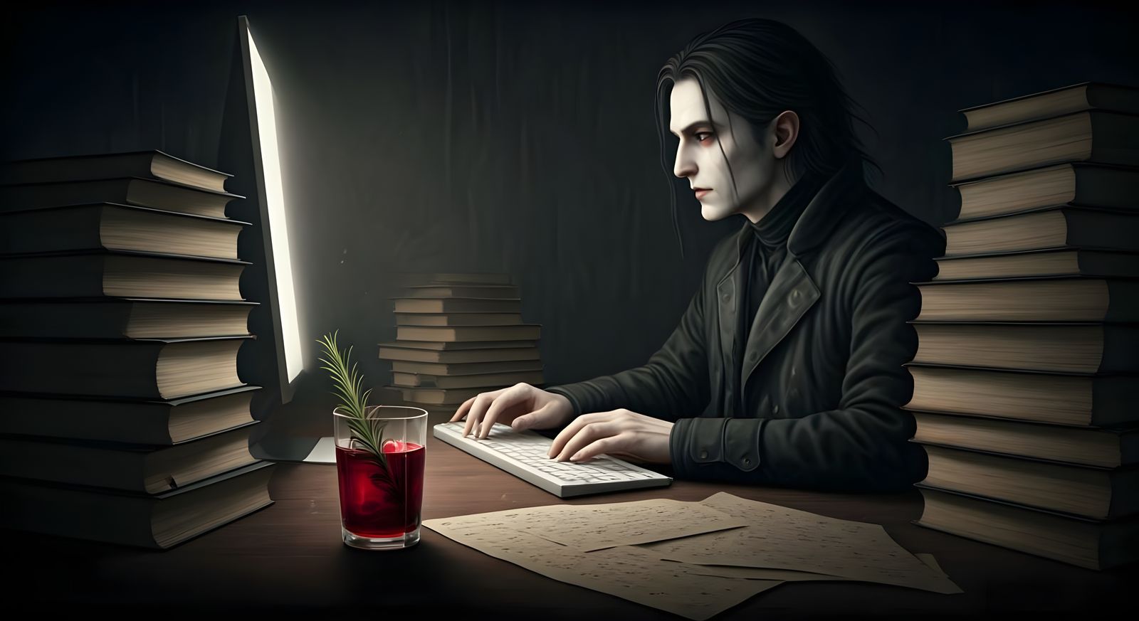 Working Online - Late Night Study - Vampire Studying Online ...