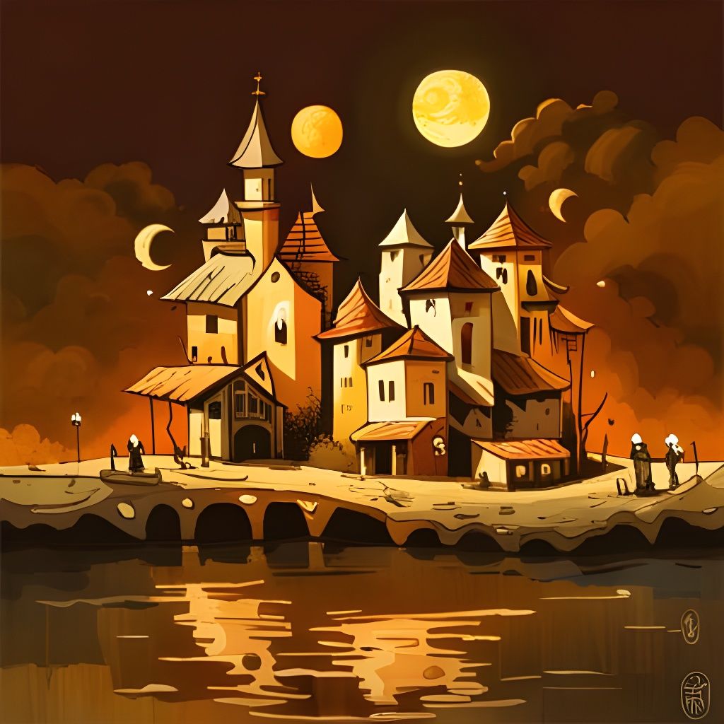 A night scene with multiple moons 7 - AI Generated Artwork - NightCafe Creator