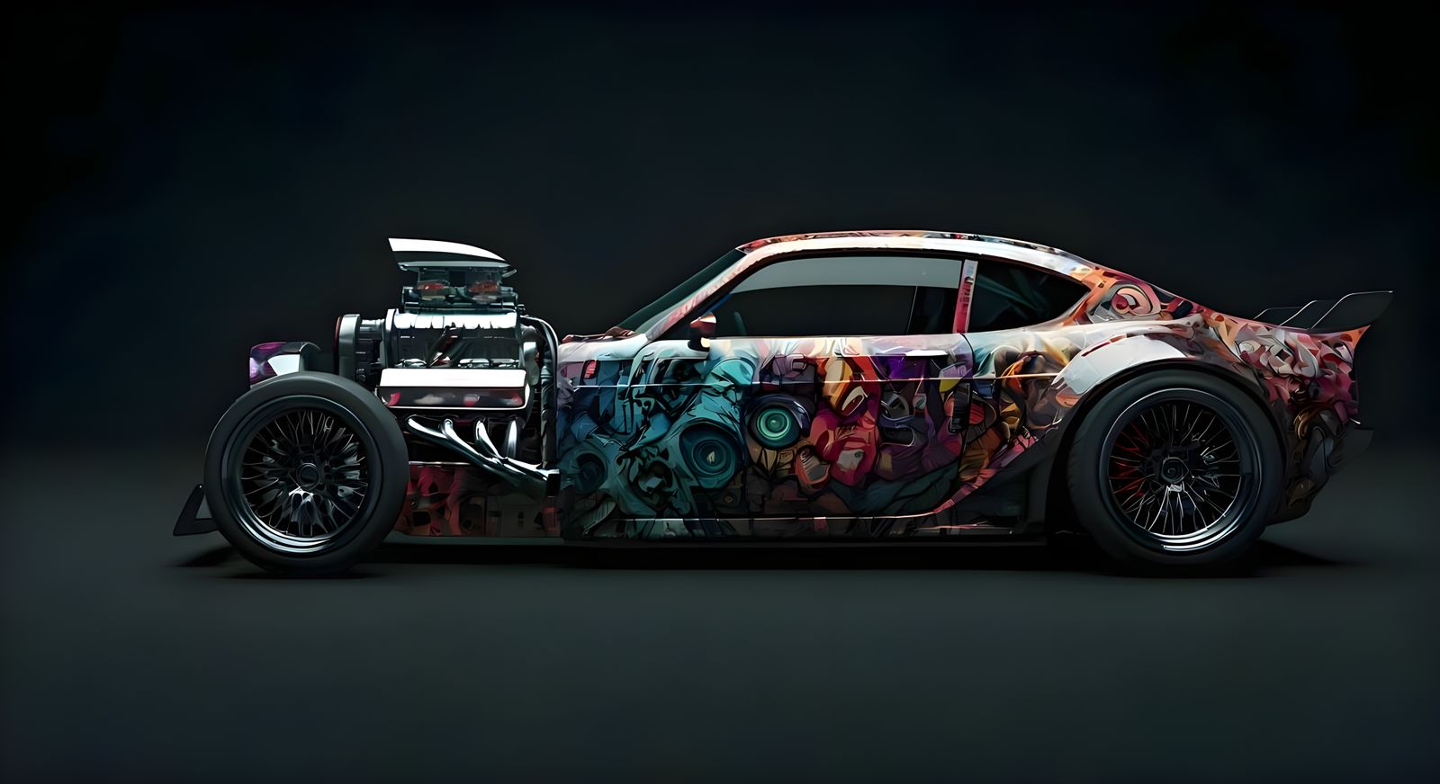 Cyberpunk Hot Rod Drift Car with Futuristic Design - AI Art
