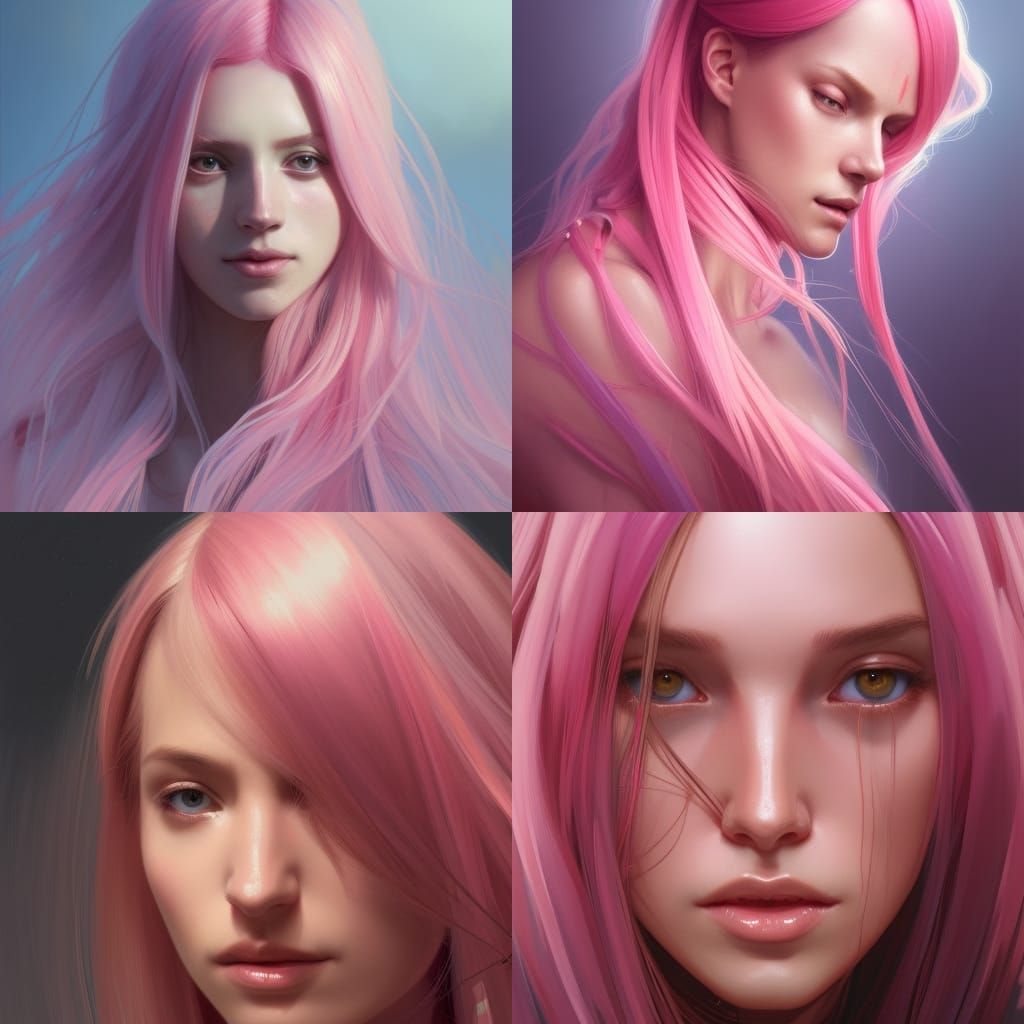 woman with long pink hair head and shoulders portrait, 8k resolution ...