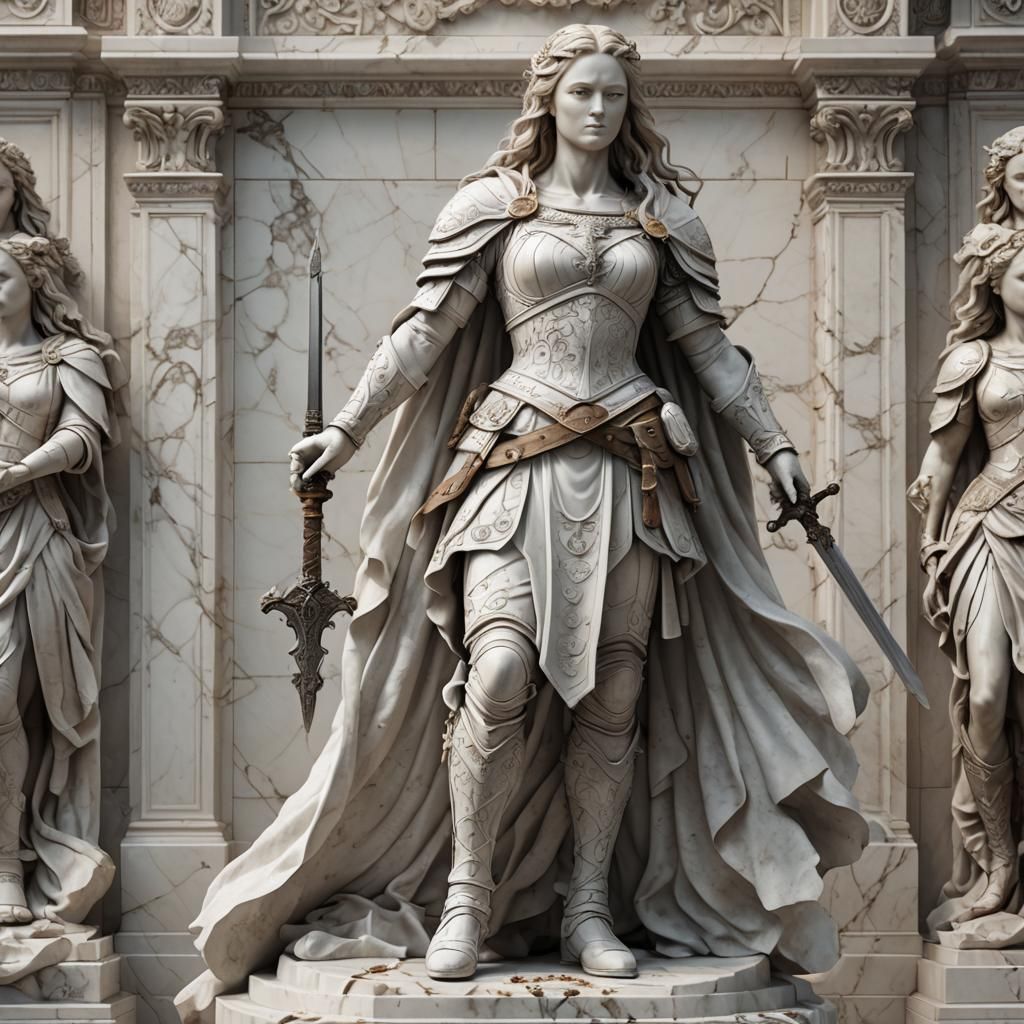 White marble full body Sculpture in Michaelangelo's style. Miranda Otto ...