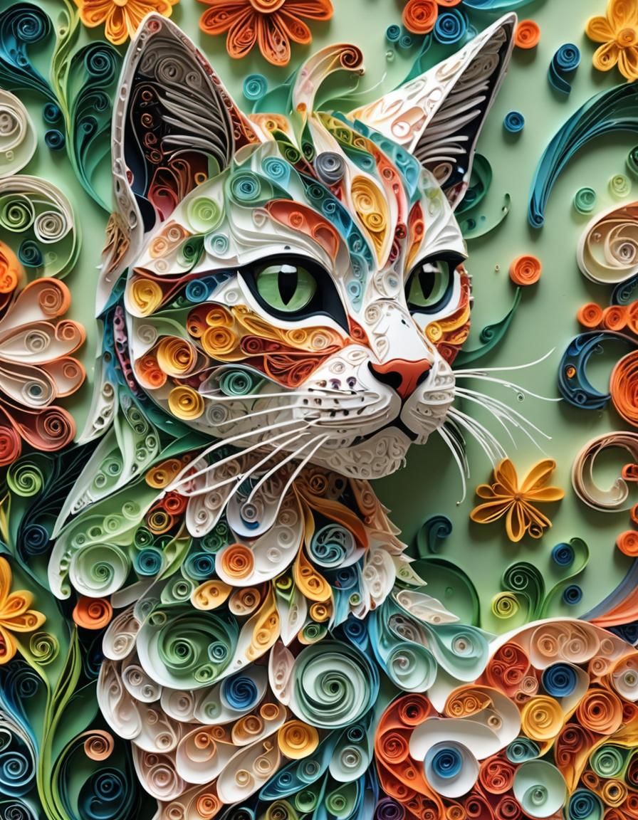 Paper cut art: A cute cat - Paper cut art: A cute cat