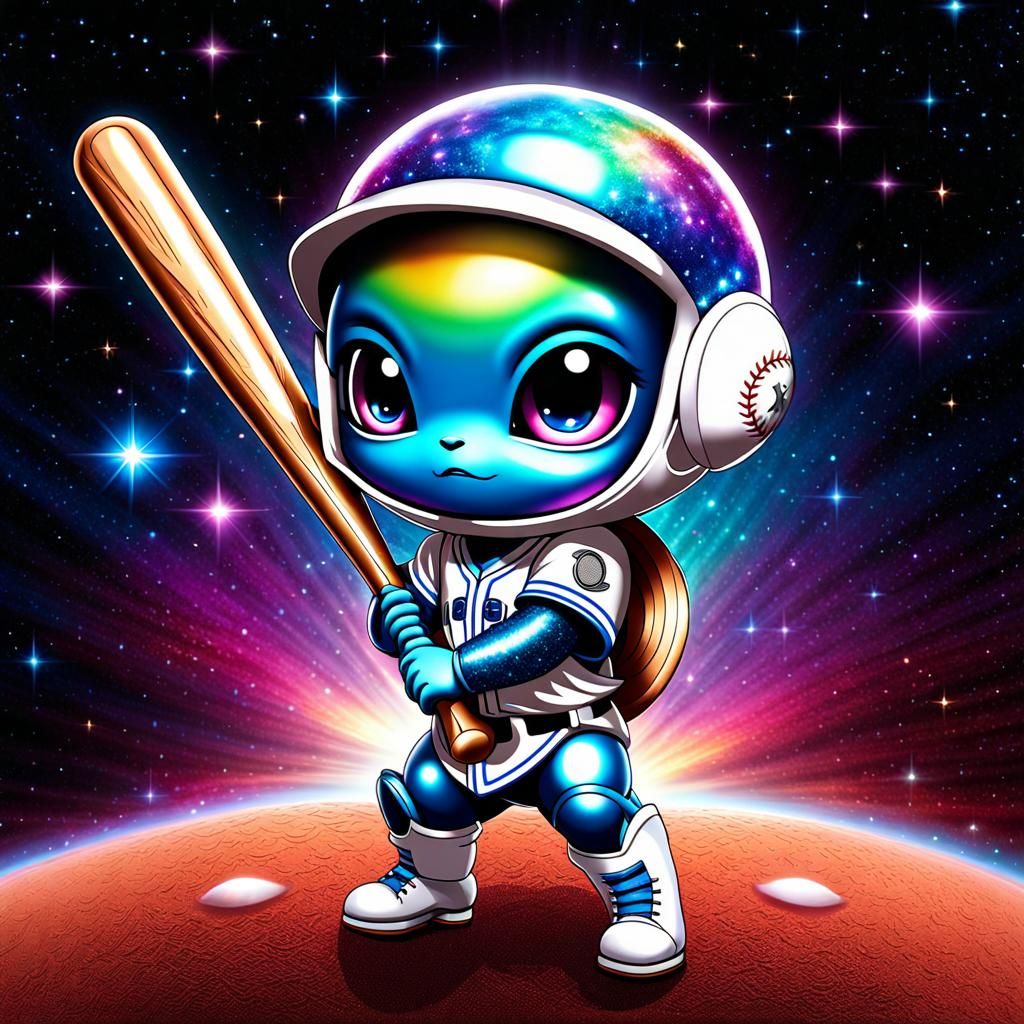 Cute Alien Creature Playing Intergalactic Baseball Game - AI Generated ...
