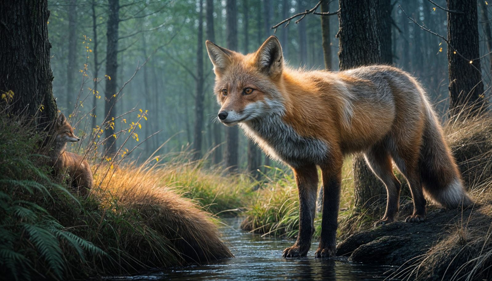 The curious Fox - Realistic Red Fox Strolls through the Wood...
