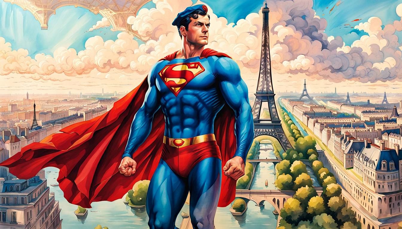 Superman visits Ol' Paree - AI Generated Artwork - NightCafe Creator