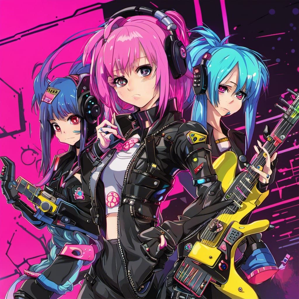 Cyber Punk Mattel Musik Band - AI Generated Artwork - NightCafe Creator
