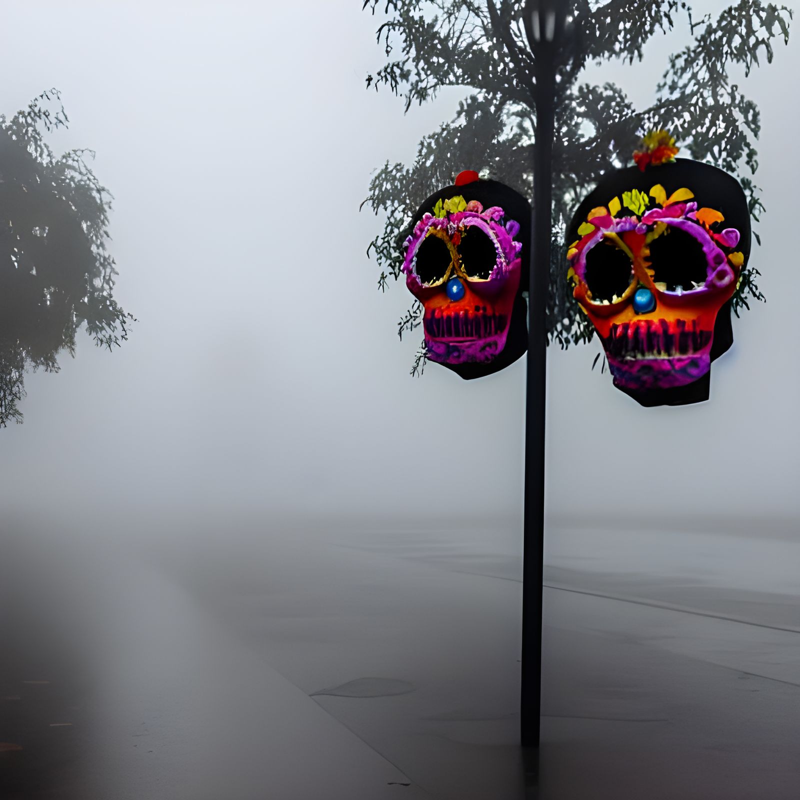 Day of the Dead, Fog and Rain - AI Generated Artwork - NightCafe Creator