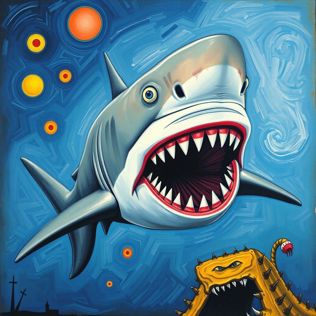 Surrealist Shark Meets Cubist Masters - AI Art