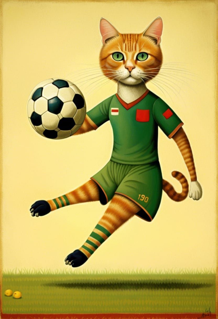 Soccer Cat playing the ball. - AI Generated Artwork - NightCafe Creator
