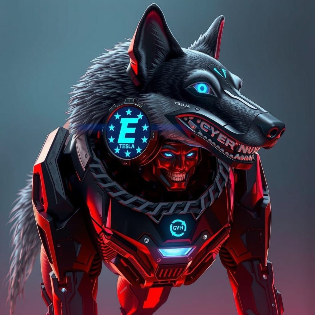 Majestic Cyber Dog in Futuristic Armor - AI Art
