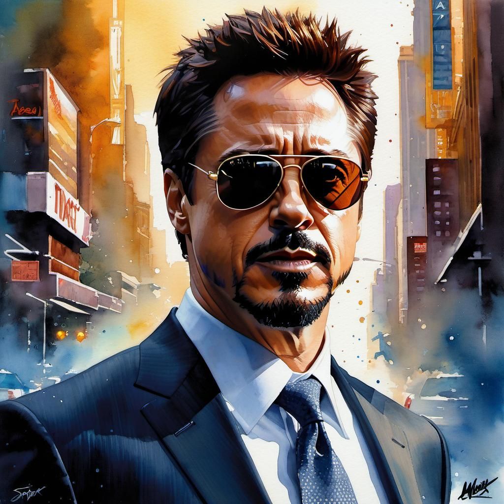 Watercolor portrait, Tony Stark - AI Generated Artwork - NightCafe Creator