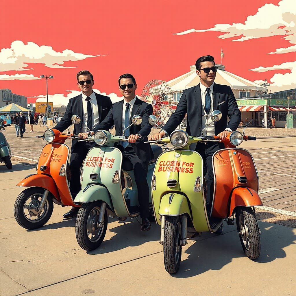 Mansun on mod scooters wrapped in "closed for business" Artwork ...