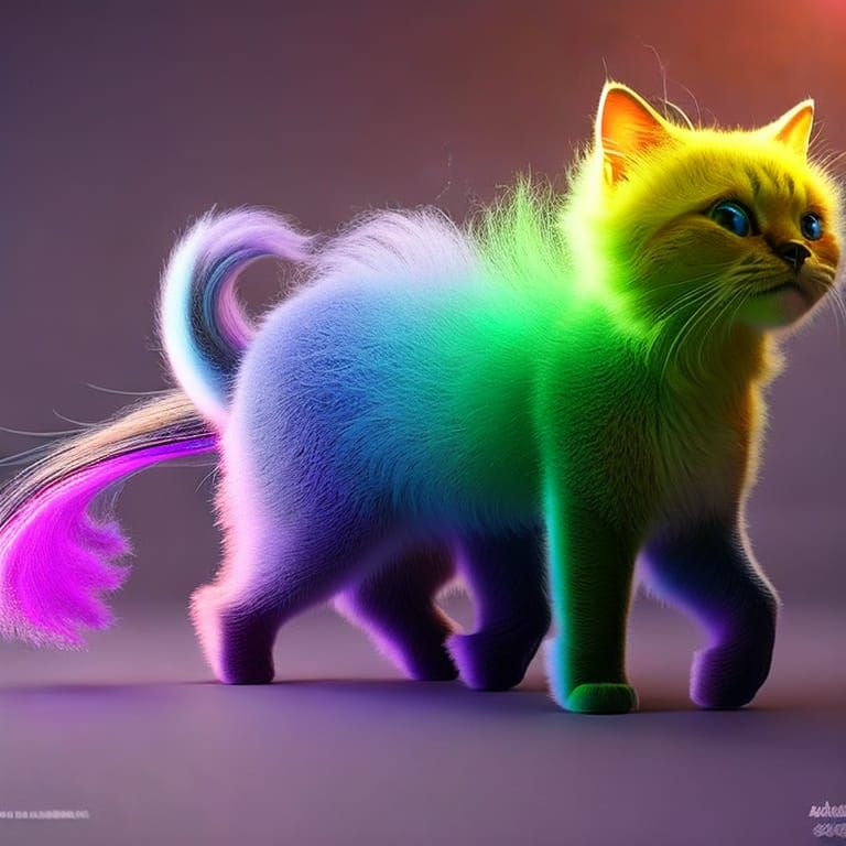 beautiful rainbow kitten, - AI Generated Artwork - NightCafe Creator