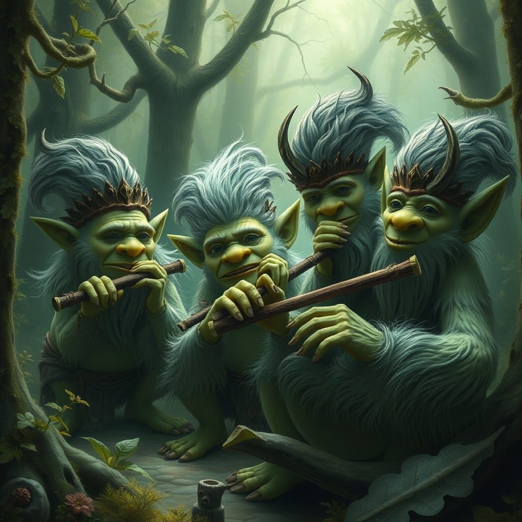 A group of trolls playing flute - A group of trolls playing...