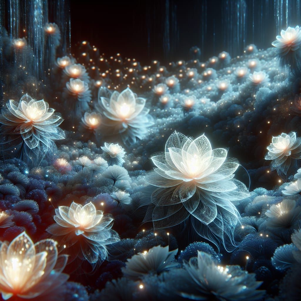 Ghost flower field - AI Generated Artwork - NightCafe Creator