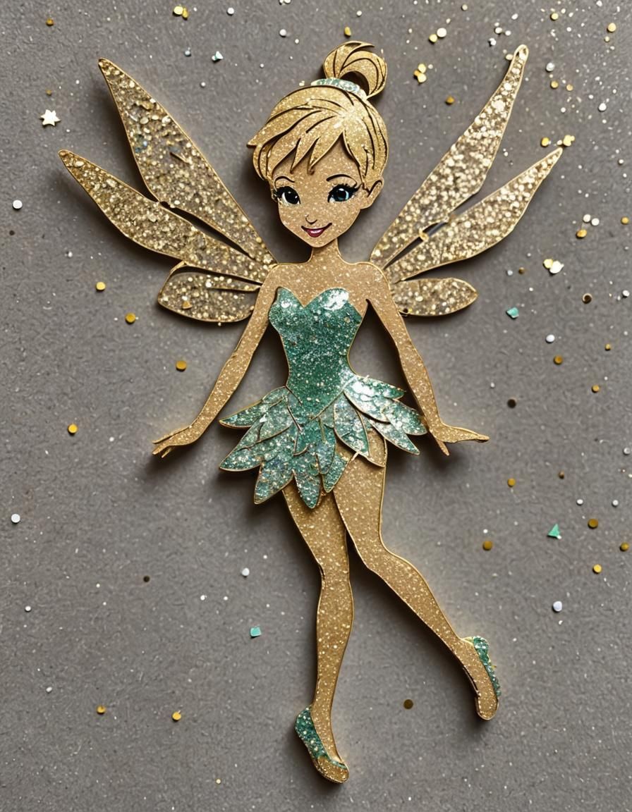 Tinkerbell made out of glitters - Fairy Made from Glittering...