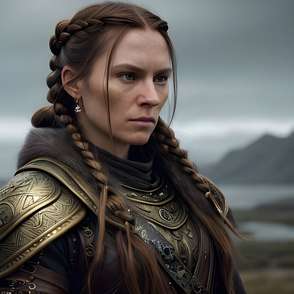 The Valkyrie Spirit - Viking Warrior Woman in Regal Braids A...